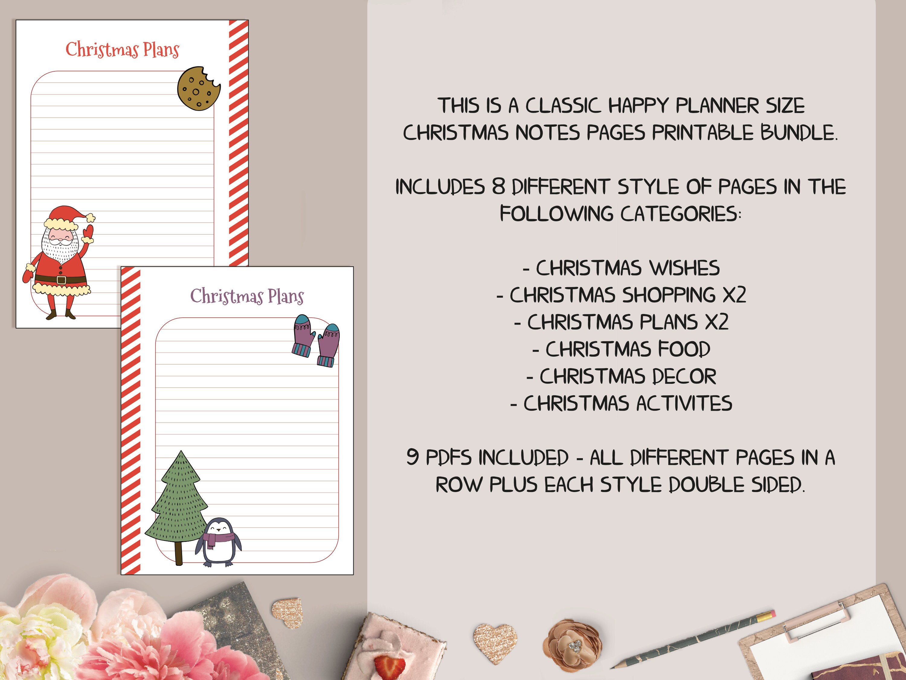 Christmas Note Paper Printable Classic Planner Pages - Etsy UK