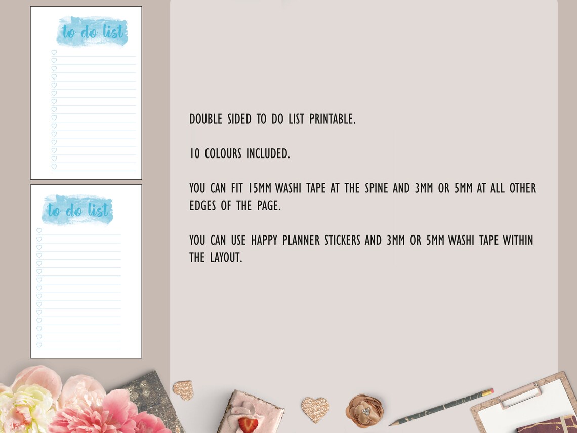 To Do List Printable Mini Planner Printable in Rainbow Colors - Etsy