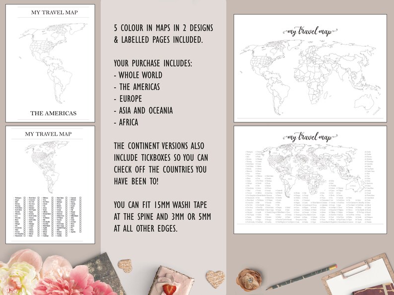 World Travel Map Tracker A4 Printable Bundle - Etsy