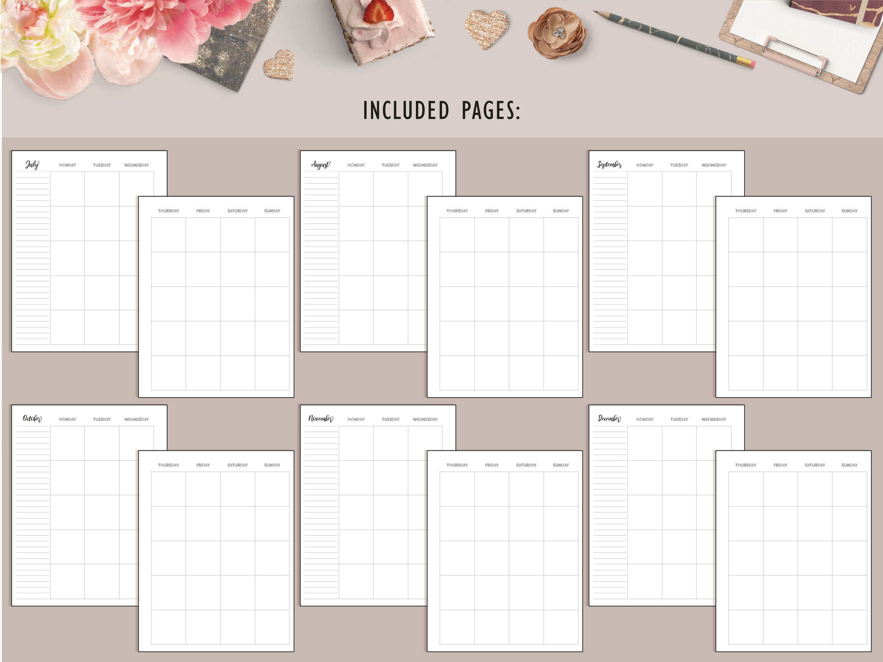 Undated Monthly Planner Printable Big Planner Printable / | Etsy