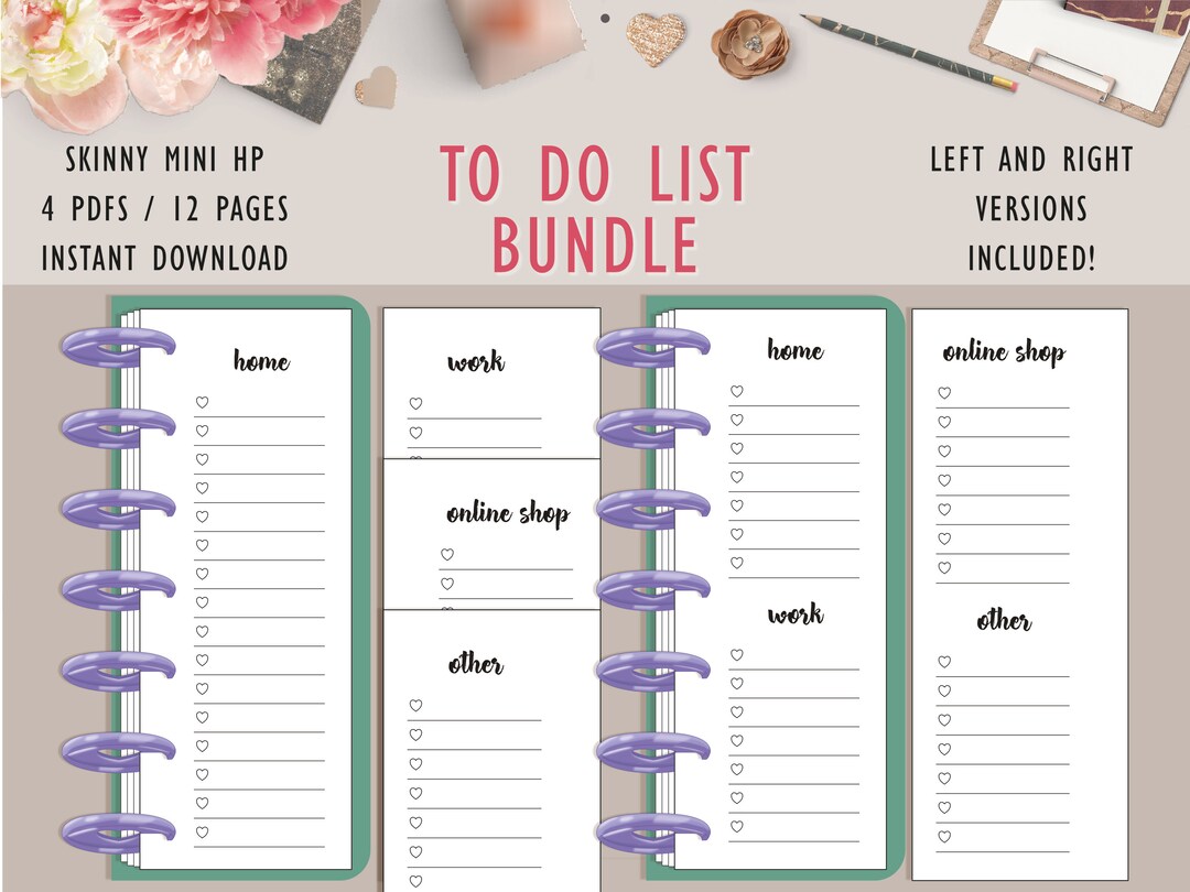 To Do List Printable, Skinny Mini Planner Printable- Home, Work, Online ...