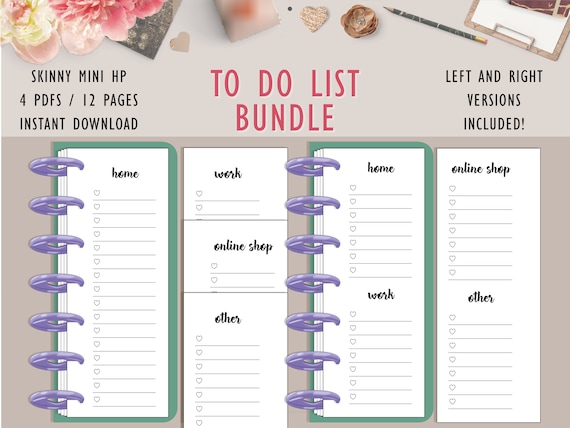To Do List Printable Skinny Mini Planner Printable Home | Etsy