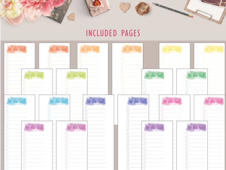 To Do List Printable Skinny Mini Planner Printable in Rainbow - Etsy