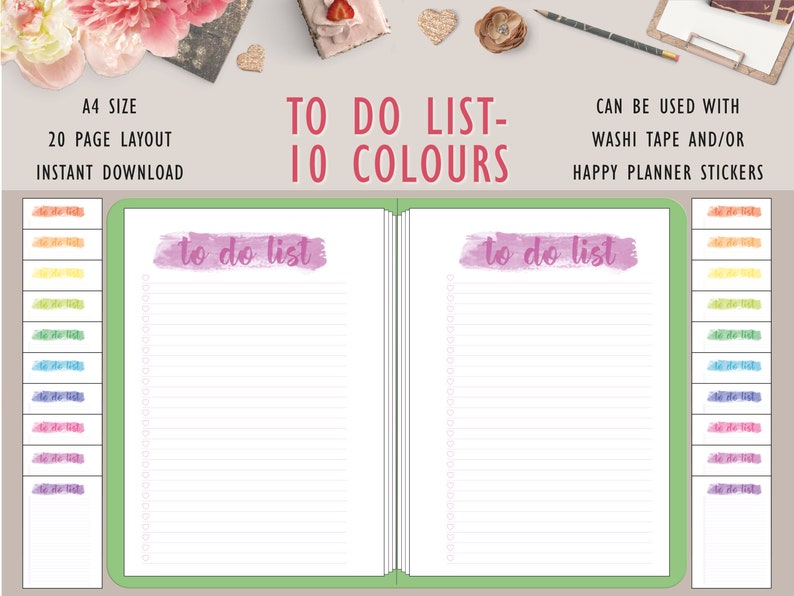 To Do List Printable, A4 Planner Printable in Rainbow Colors - Etsy
