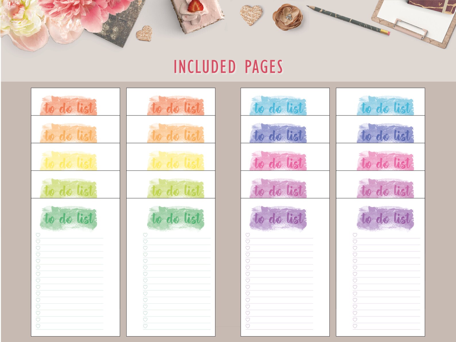 To Do List Printable Mini Planner Printable in Rainbow Colors - Etsy
