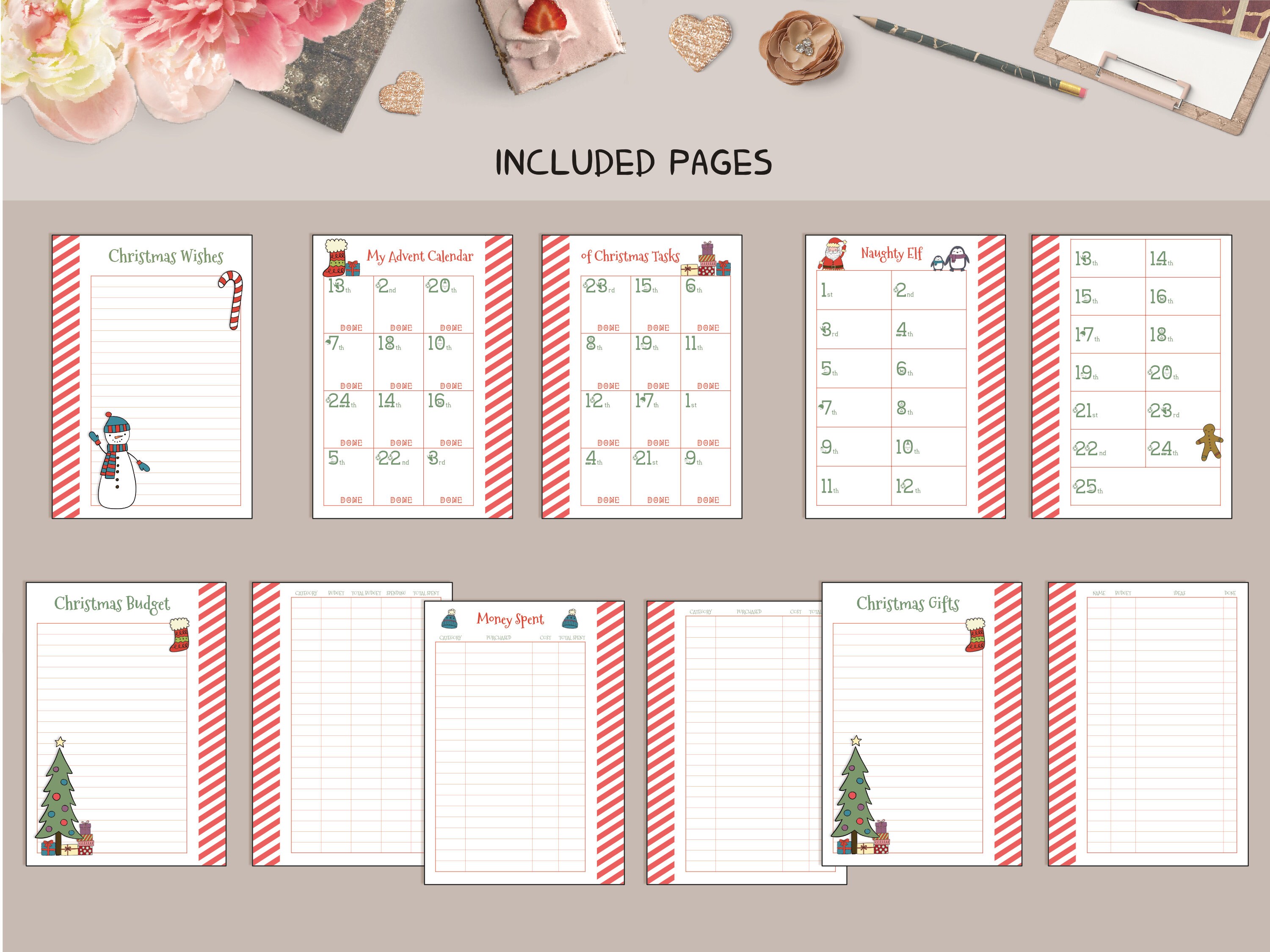 Christmas Planner Printable, A5 Planner Pages - Inserts, Extension ...