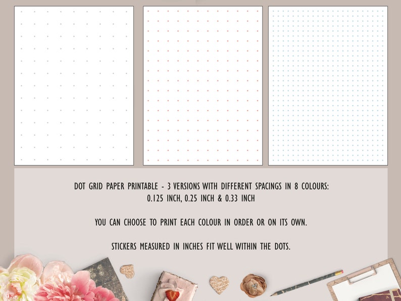 Dot Grid Paper Printable, Micro Planner Printable, 8 Colours - Etsy