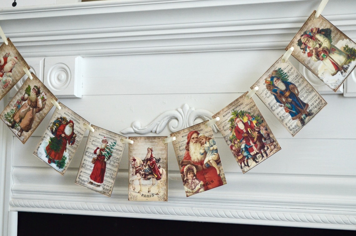 Vintage Santas Banner Christmas Banner Santa Banner Xmas - Etsy