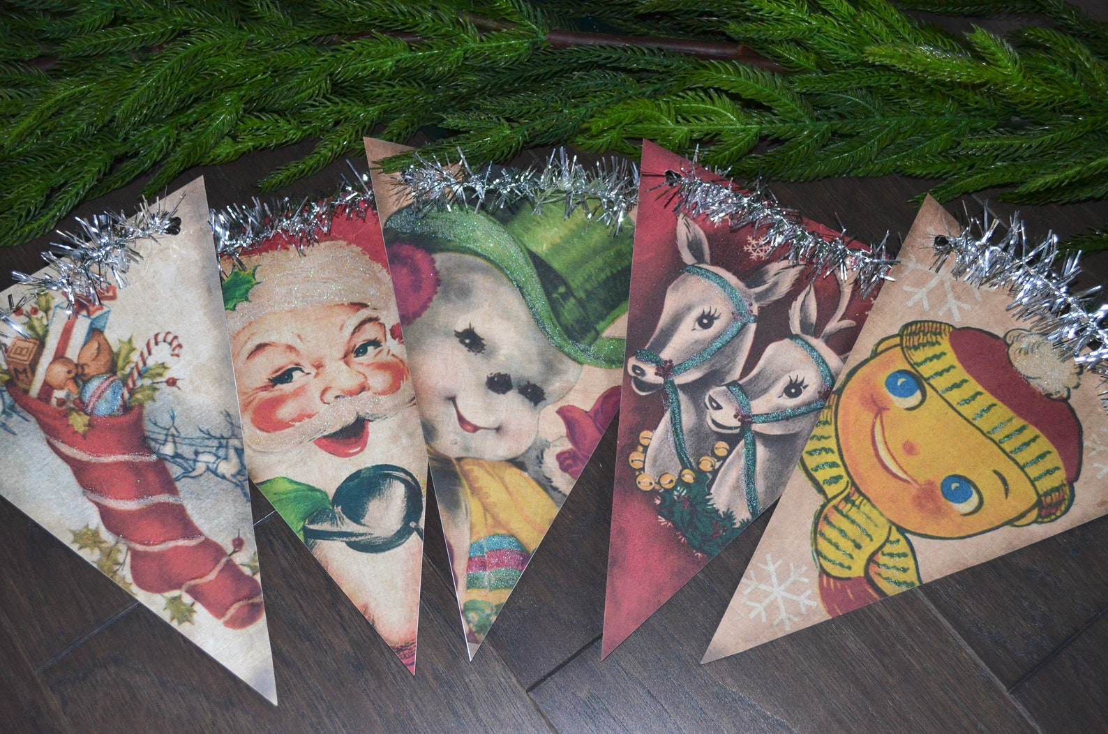 Retro Vintage Style Christmas Banner Vintage Santa Snowman - Etsy