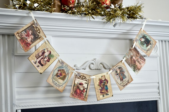 Antique Christmas banner, Vintage Santas, Old World Christmas ...