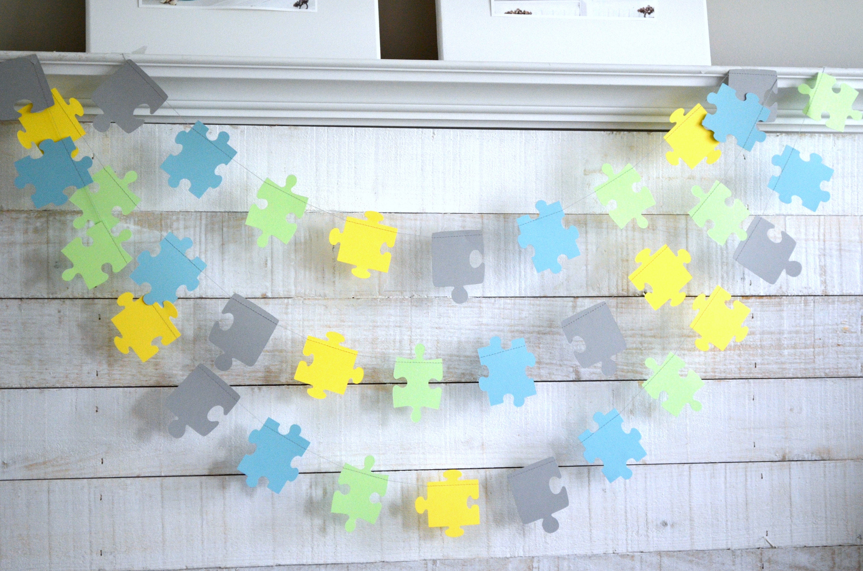 Puzzle Piece Garland Adoption Decorations Autism Awareness | Etsy