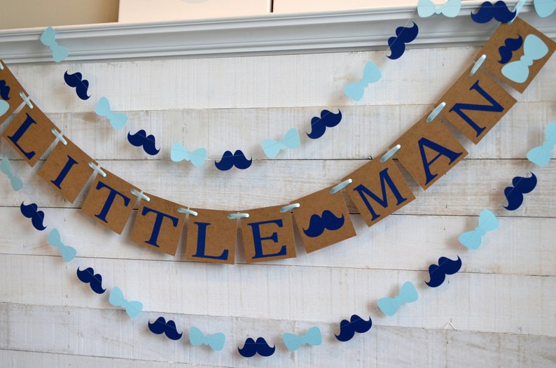 Little Man Banner Mustache and Bowtie Baby Shower - Etsy