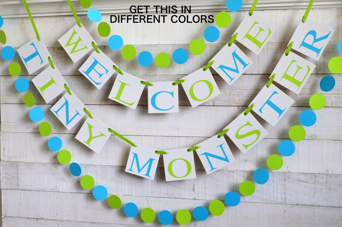 Welcome Tiny Monster Banner Monster Baby Shower Tiny Monster | Etsy