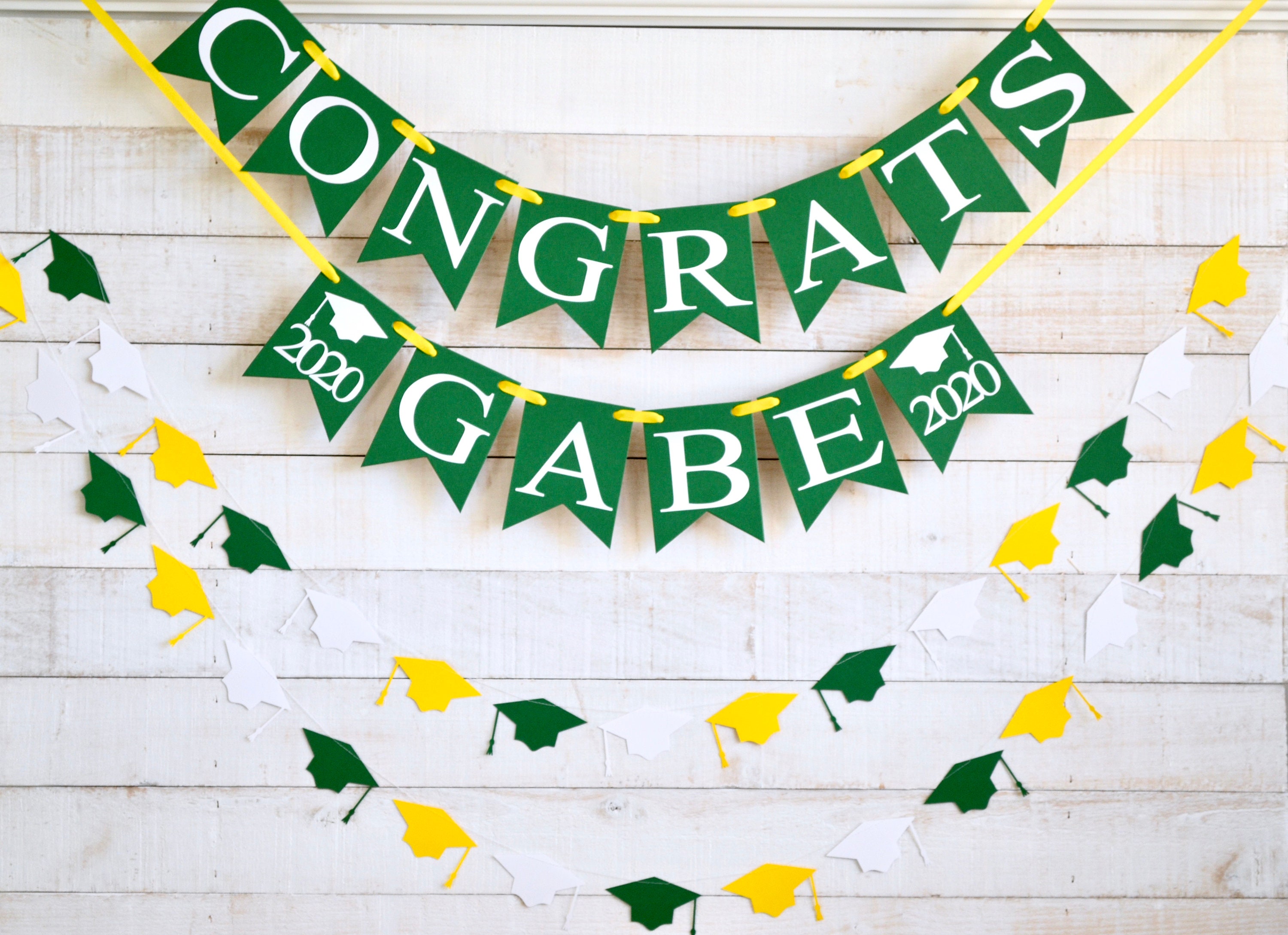 Green and Yellow High School Graduation Banner Congrats - Etsy