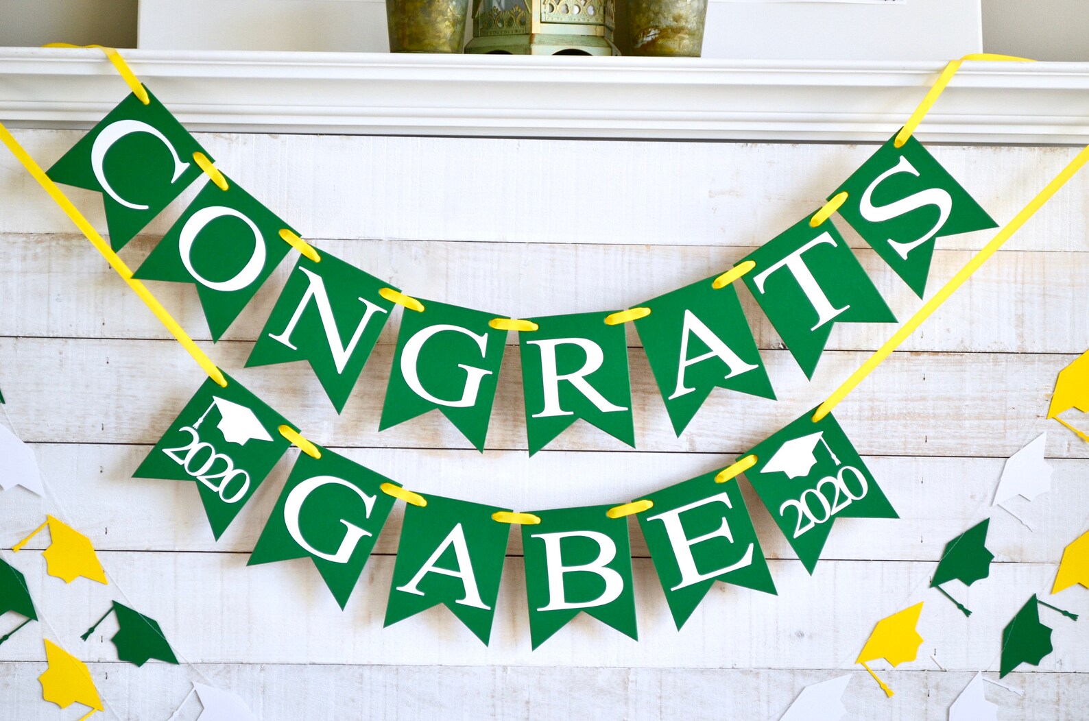 Green and Yellow High School Graduation Banner Congrats - Etsy