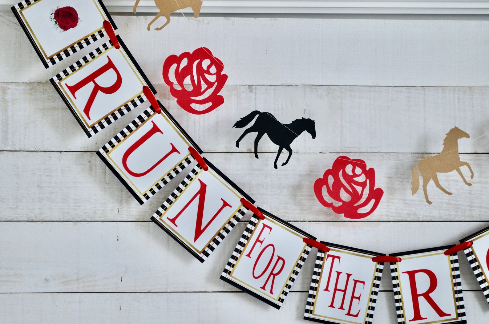 Run for the Roses Banner Kentucky Derby Decorations Kentucky - Etsy