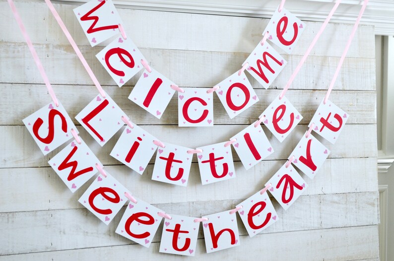 Welcome Little Sweetheart Banner: Valentine's Baby Shower Decor - Etsy