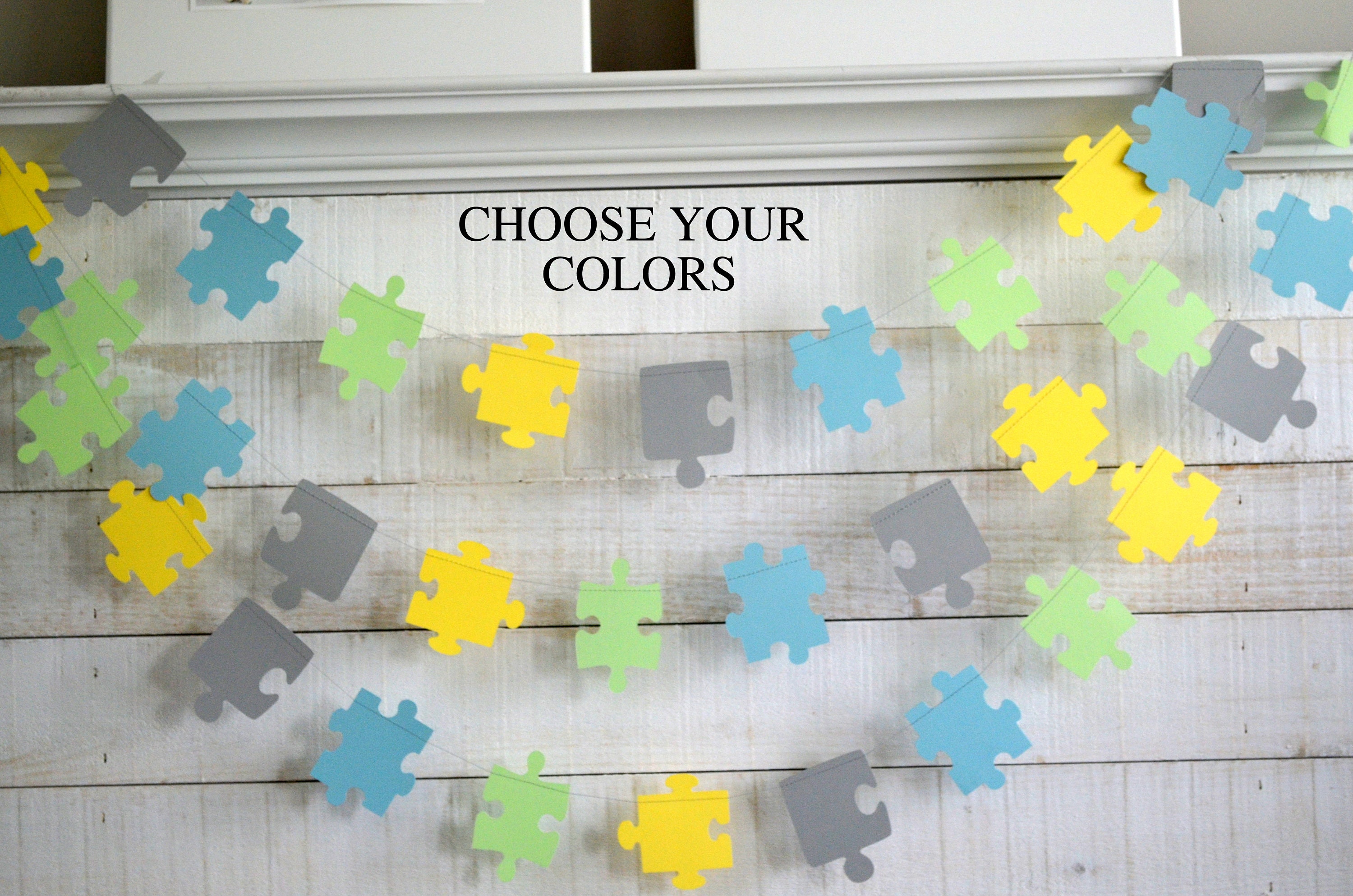 Puzzle Piece Garland Adoption Decorations Autism Awareness | Etsy