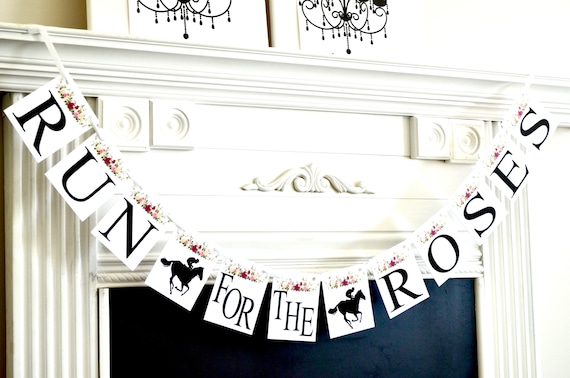 RUN for the roses banner, Kentucky Derby Party Banner, Derby Party ...