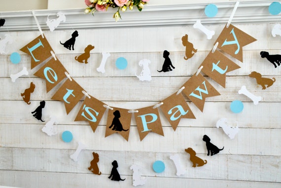 Let's Pawty Banner Dog Birthday Party Decor Dog Birthday - Etsy