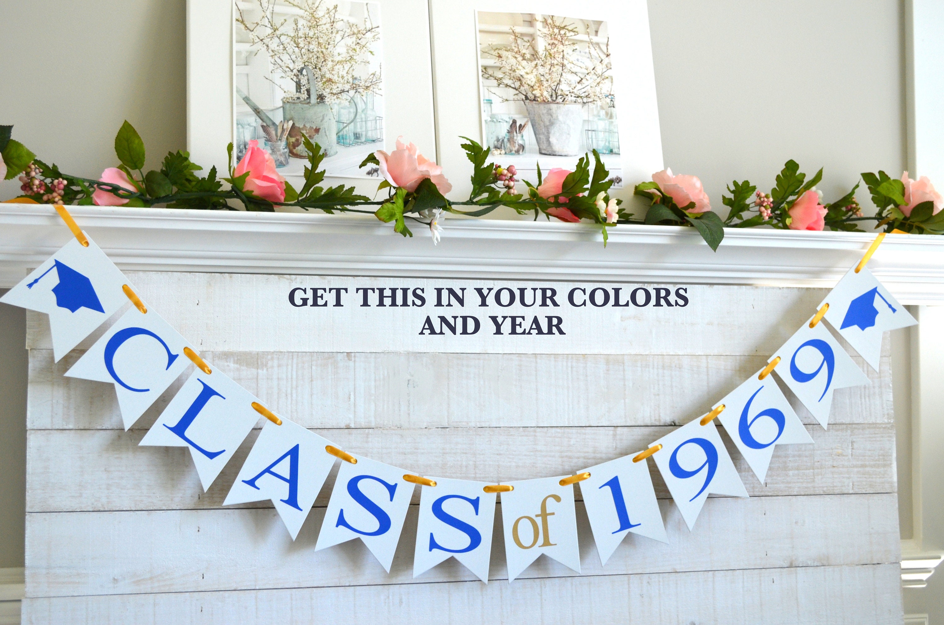 Customizable Class Reunion Banner: Royal Blue & Gold Graduation Decor ...