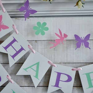 Fairy Theme Birthday Party Banner, Happy Birthday Banner, Fairy Garden ...