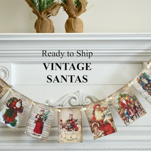 Vintage Santas Banner Christmas Banner Santa Banner Xmas - Etsy
