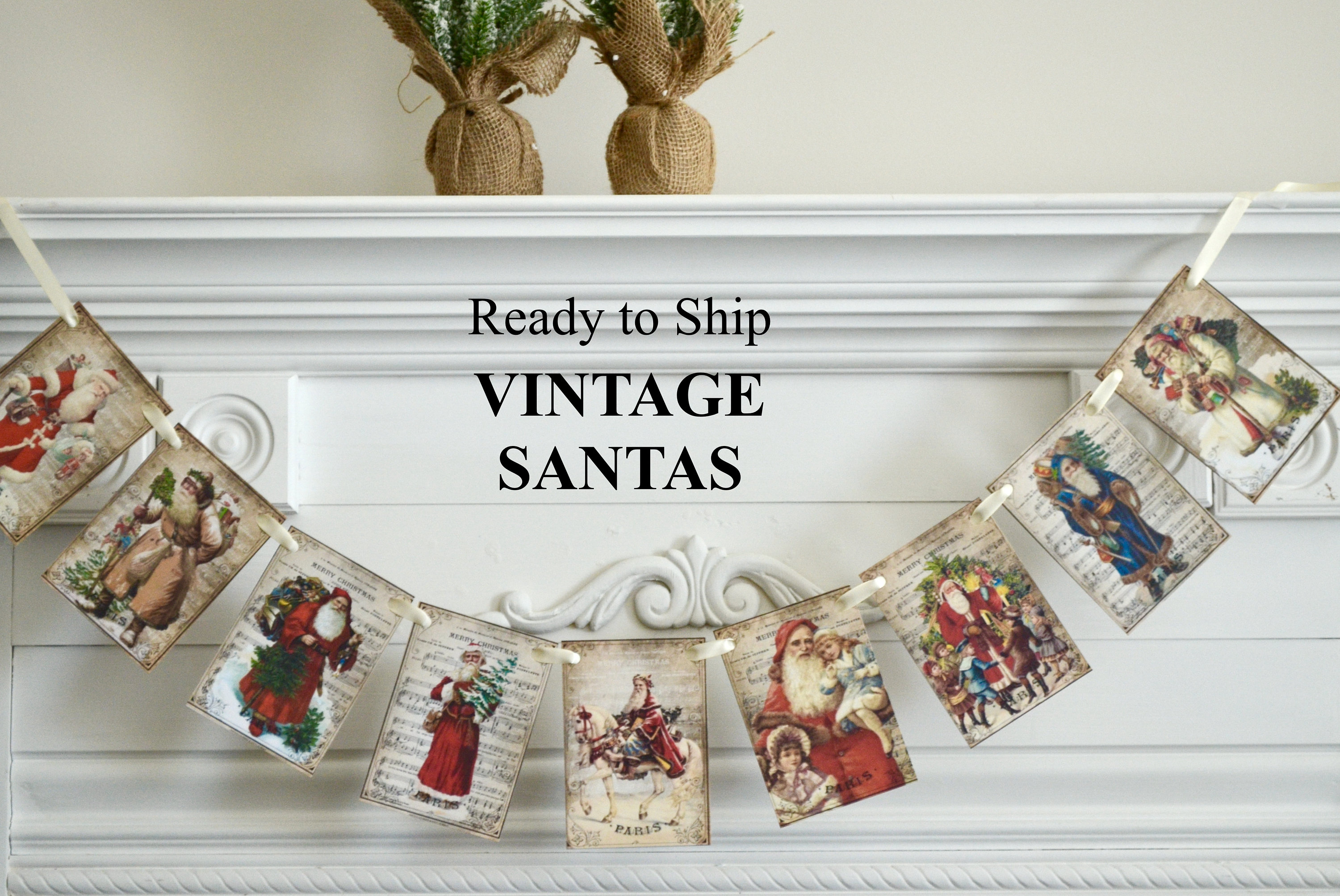 Vintage Santas Banner Christmas Banner Santa Banner Xmas - Etsy