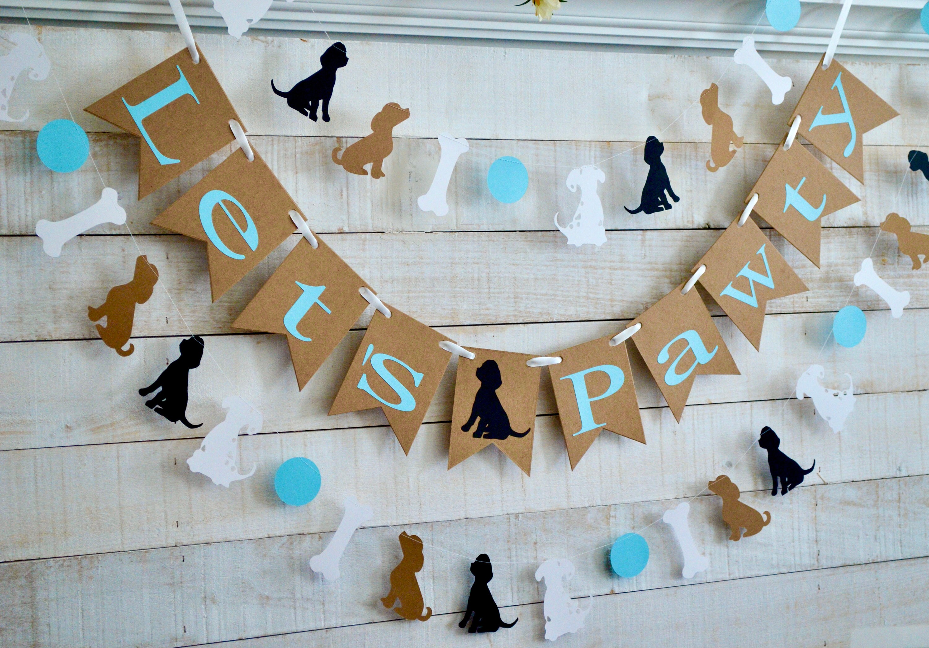 Let's Pawty Banner Dog Birthday Party Decor Dog Birthday - Etsy