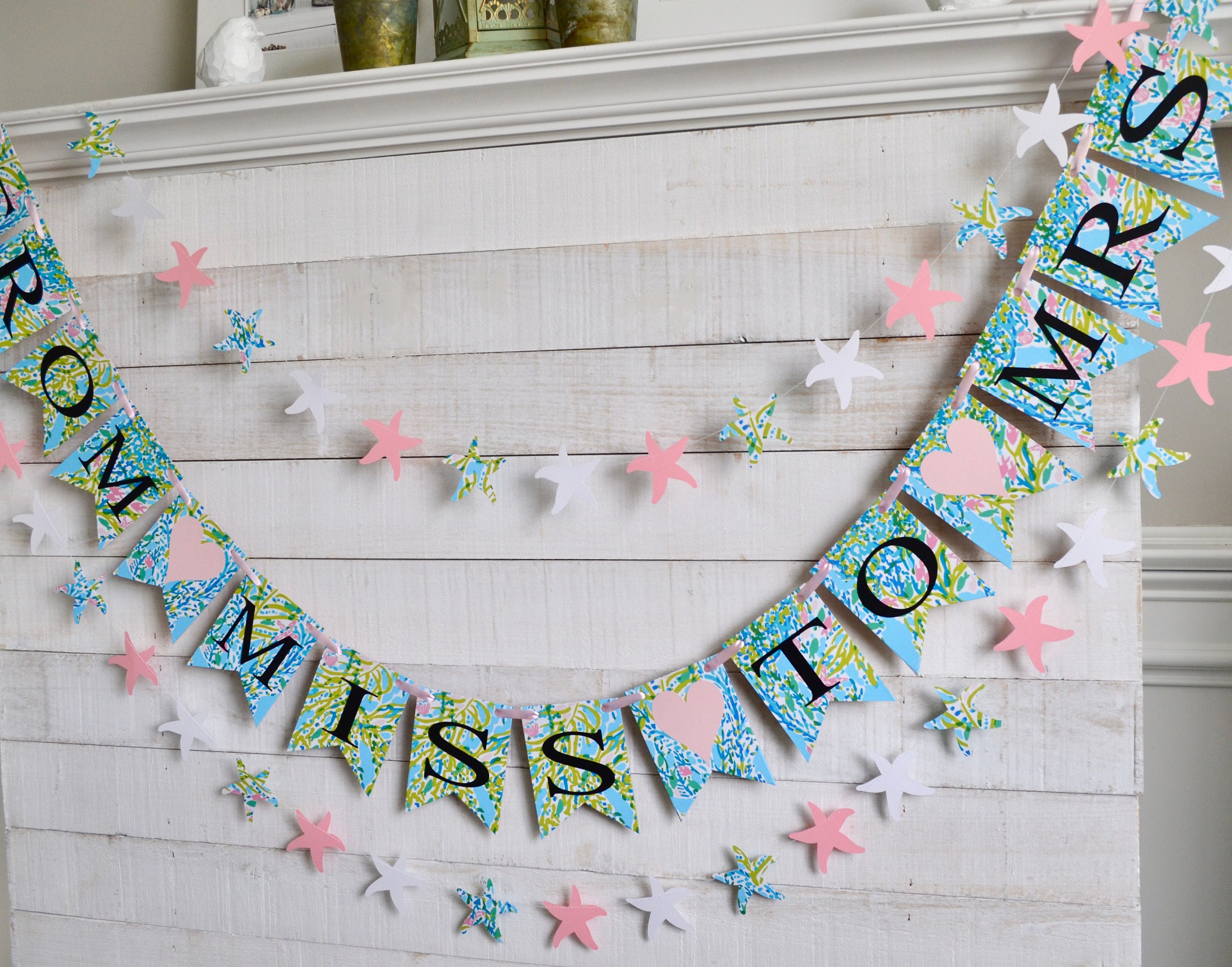 From Miss to Mrs Banner Pink and Green Beach Theme Bridal | Etsy