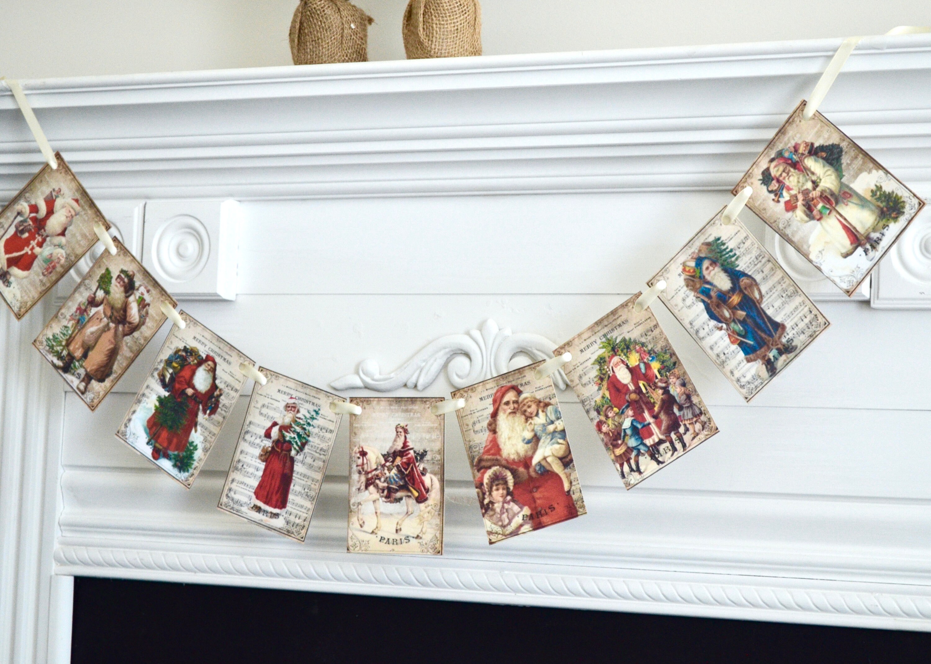 Vintage Santas Banner Christmas Banner Santa Banner Xmas - Etsy