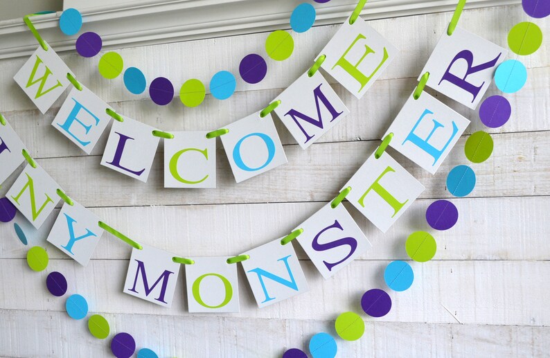 Welcome Tiny Monster Baby Shower Banner Monster Inc Inspired - Etsy