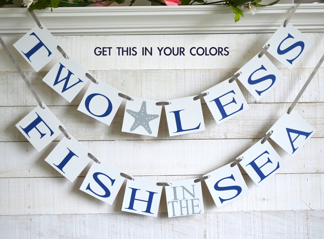 Two Less Fish in the Sea Banner Navy and Silver Nautical | Etsy