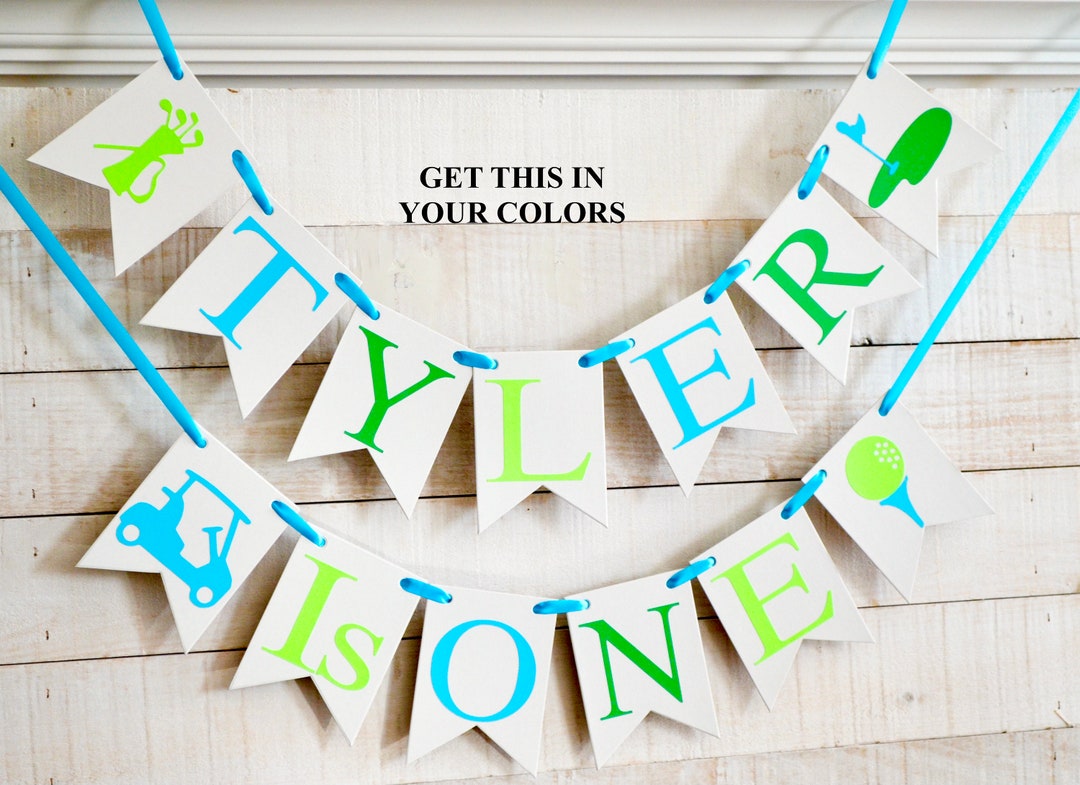Golf First Birthday Banner, First Birthday Golf Theme Banner, Hole in ...