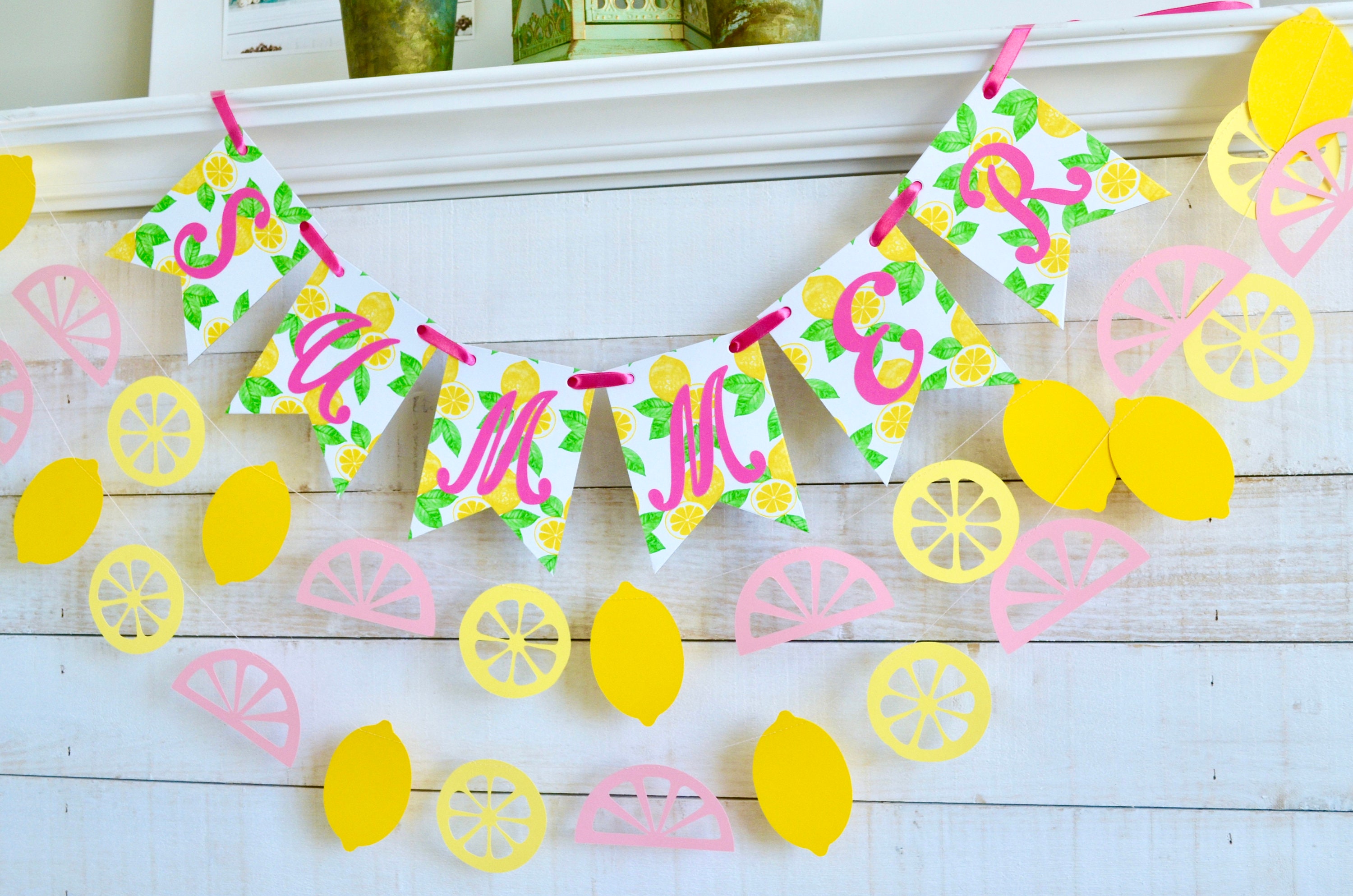 Lemonade Party Banner: Pink & Yellow Summer Decorations - Etsy
