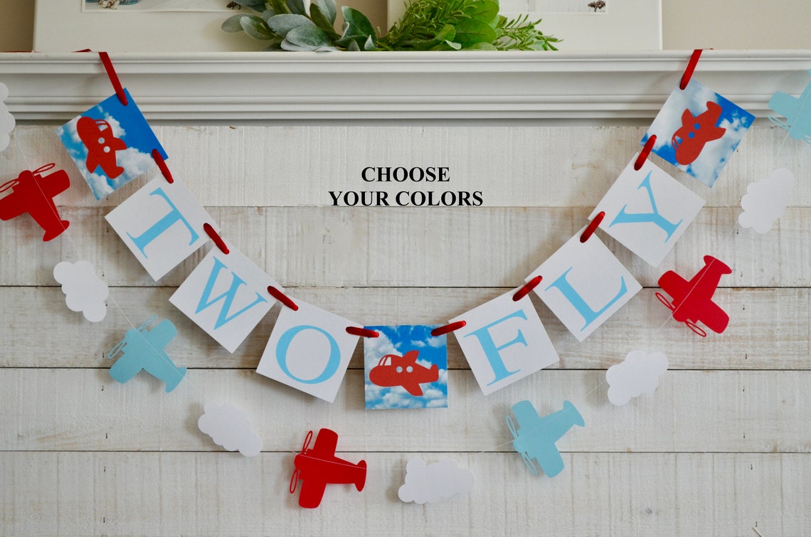 TWO Fly 2nd Birthday Decoration Boys Birthday Airplane 2nd | Etsy
