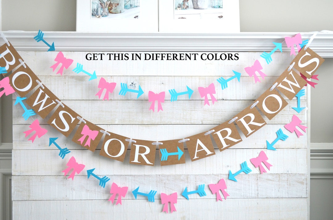 Bows or Arrows Gender Reveal Banner: Rustic Baby Shower Decor - Etsy
