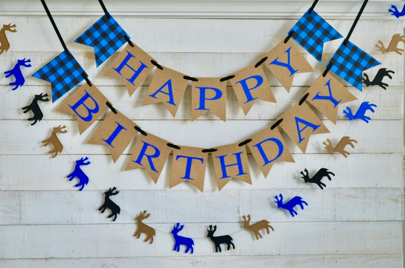 Lumberjack Birthday Banner Happy Birthday Lumberjack Theme - Etsy