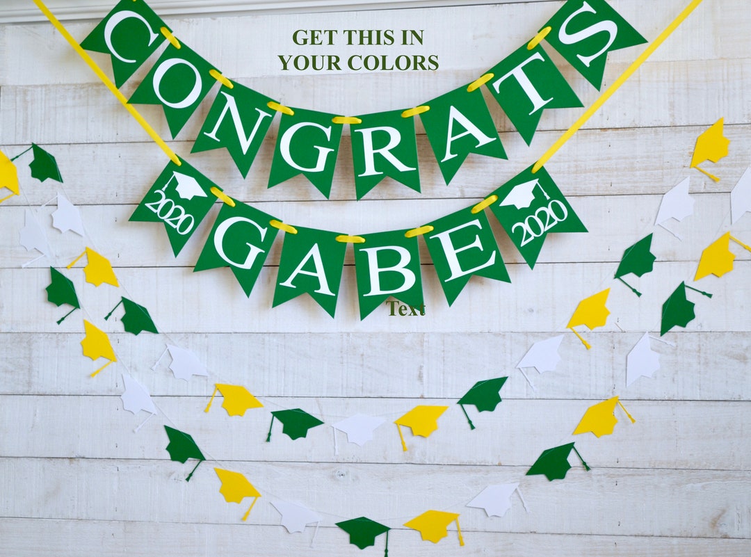 Green and Yellow High School Graduation Banner, Congrats Banner ...