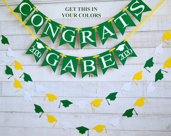 Green and Yellow High School Graduation Banner, Congrats Banner ...