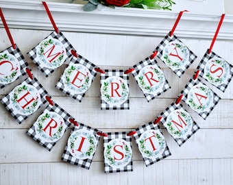 Black and White Buffalo Plaid Happy Birthday Banner Buffalo - Etsy