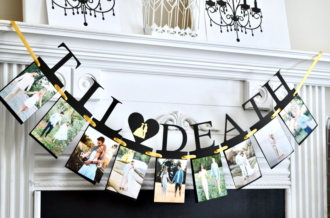TIL DEATH Photo Banner, Halloween Bridal Shower, Bridal Shower Photo ...