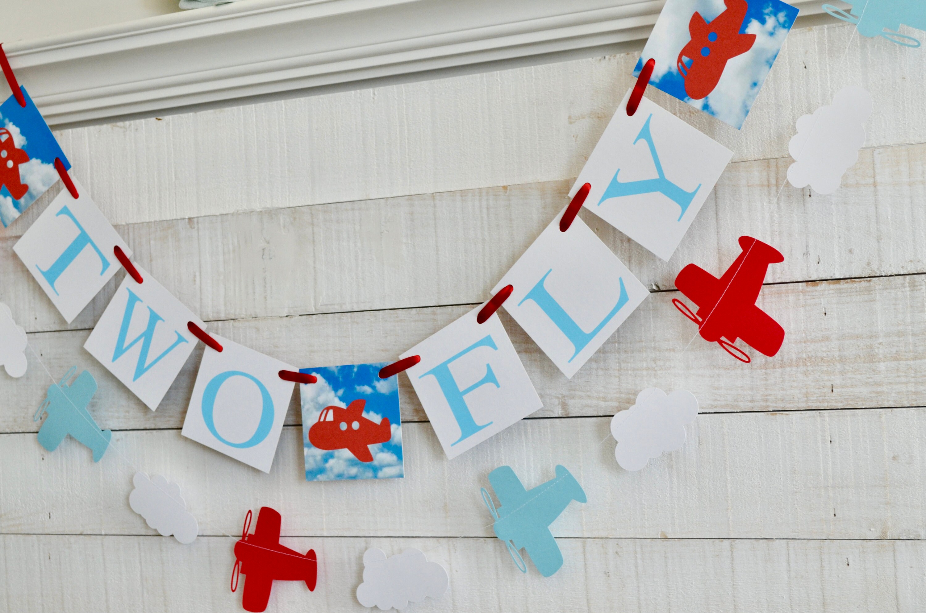 TWO Fly 2nd Birthday Decoration Boys Birthday Airplane 2nd - Etsy