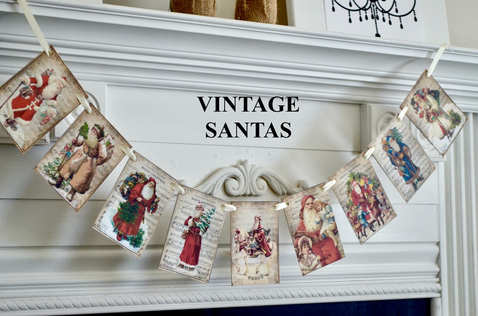 Vintage Santas Banner Christmas Banner Santa Banner Xmas - Etsy