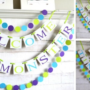 Welcome Tiny Monster Banner, Monster Baby Shower, Tiny Monster Birthday ...
