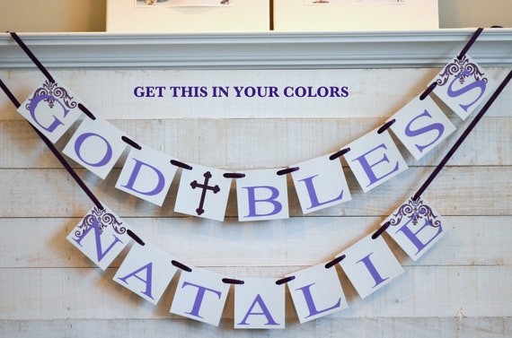 Christening banner, baptism banner, Religious Baby Dedication Decor ...