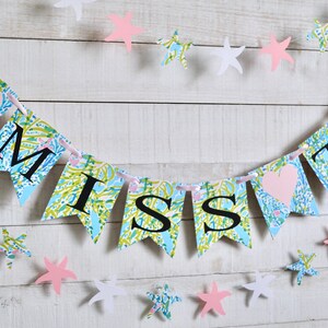 From Miss to Mrs Banner Pink and Green, Beach Theme Bridal Shower ...