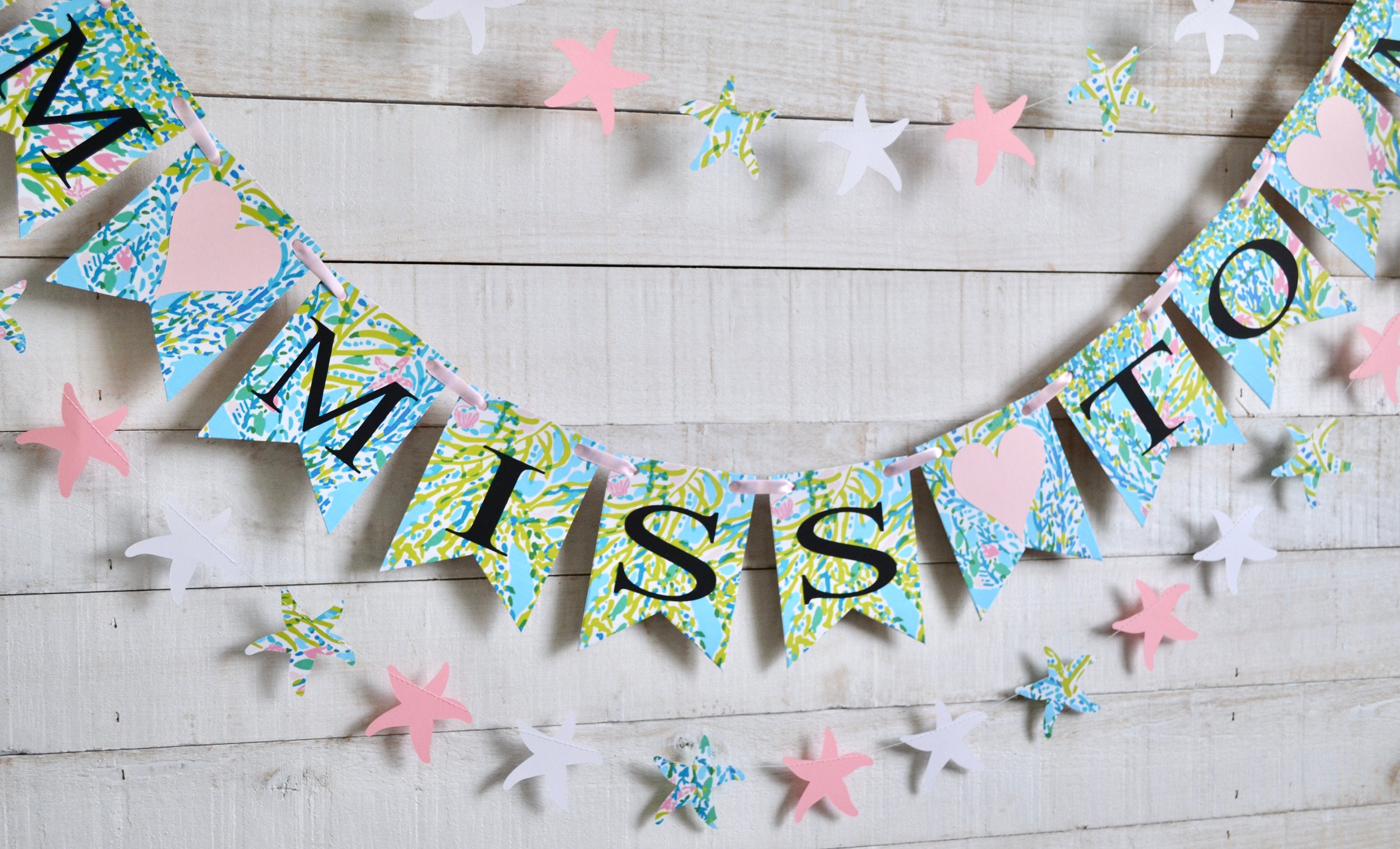 From Miss to Mrs Banner Pink and Green Beach Theme Bridal | Etsy