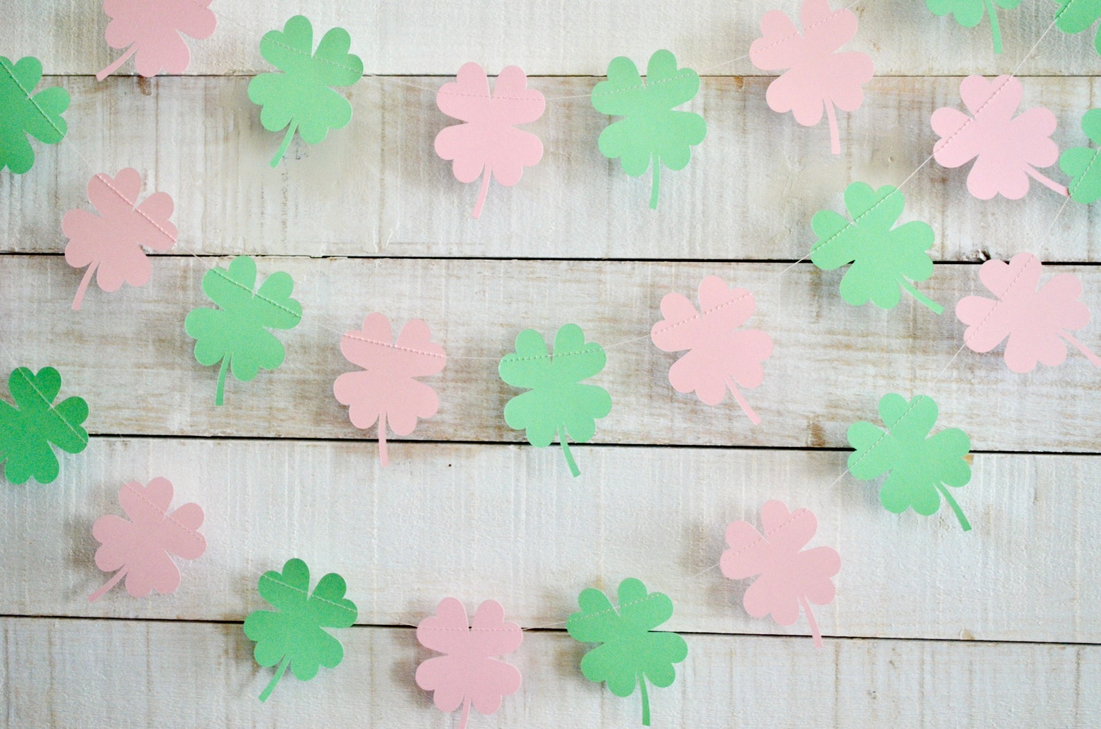 Pink and Green Shamrock Garland Shamrock Decorations - Etsy