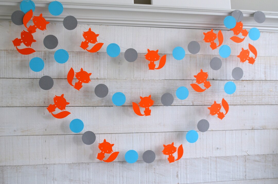 Fox Garland, Woodland Party Decor, Fox Wall Decor, Woodland Garland ...